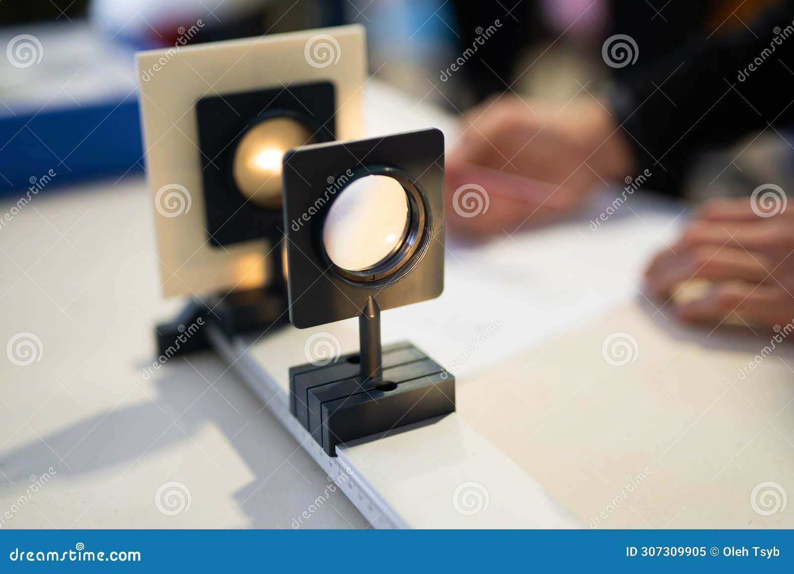 Scientists Work with Optics and Light Beam in Laboratory Stock Image ...
