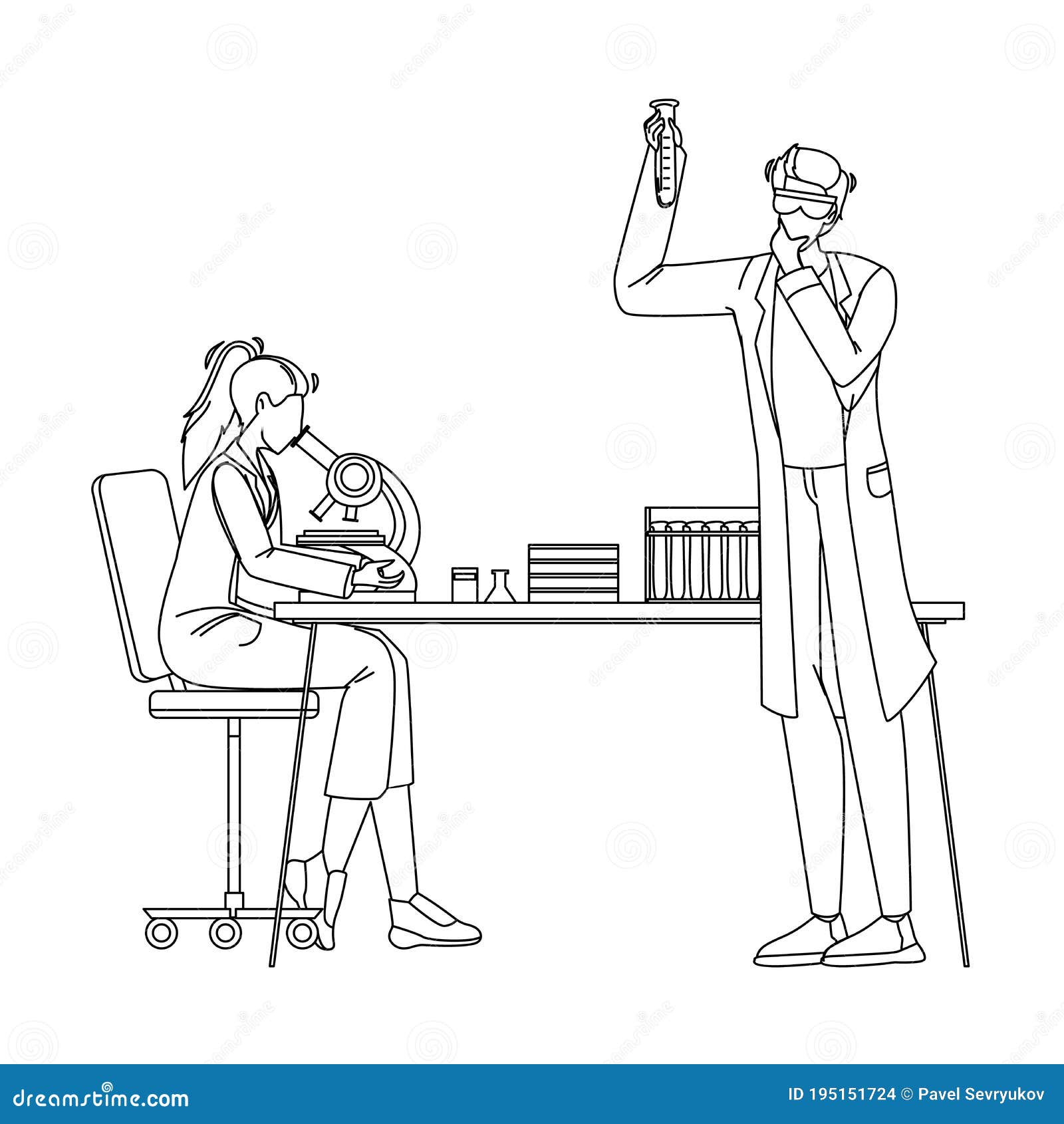 Scientists Work and Research in Laboratory Vector Stock Vector ...