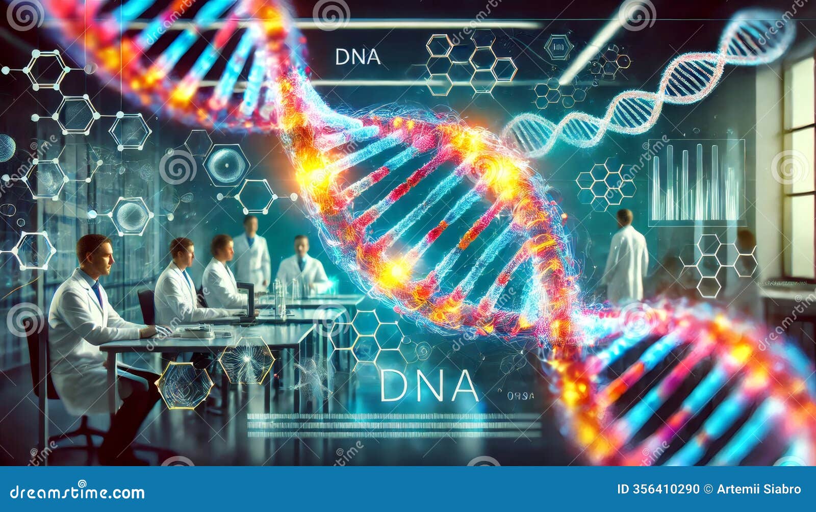Scientists Working with Dna Structure in Modern Laboratory Stock ...
