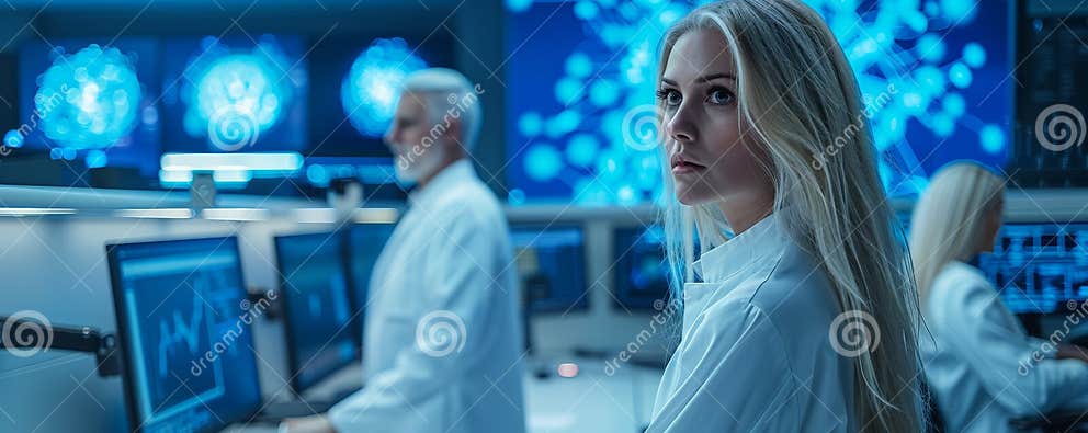 Scientists Working in a HighTech Laboratory with Advanced Computer ...