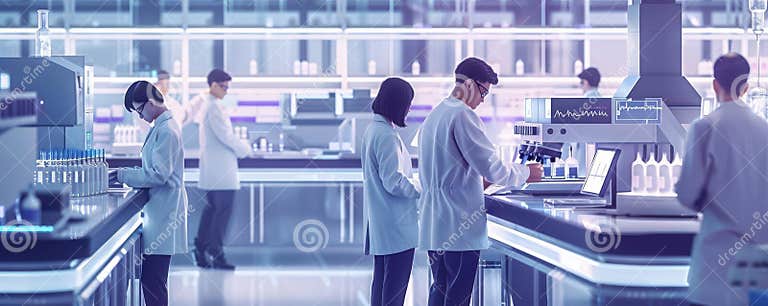Scientists Working in a High-Tech Laboratory with Advanced Equipment ...