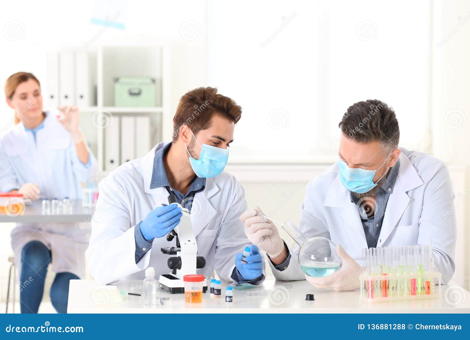 Scientists Working in Laboratory. Stock Photo - Image of biology ...