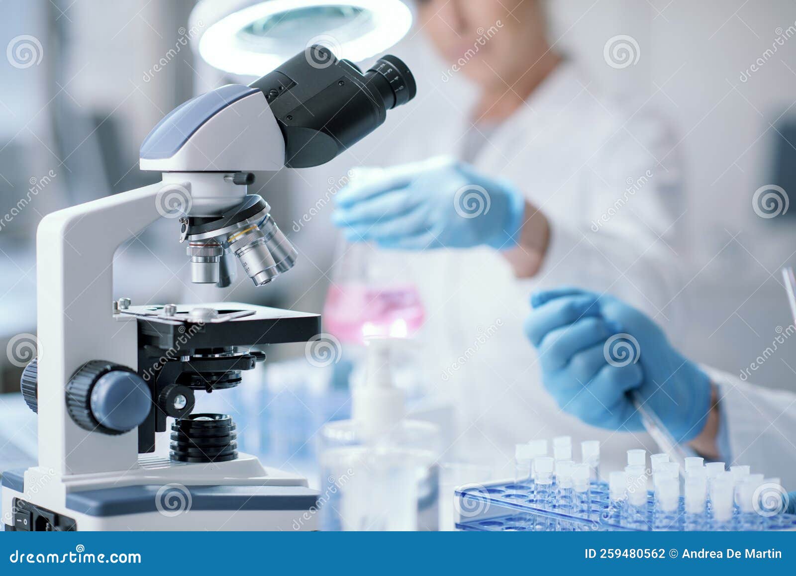 Scientists With Medical Glove With Syringe Invented Vaccines Against ...