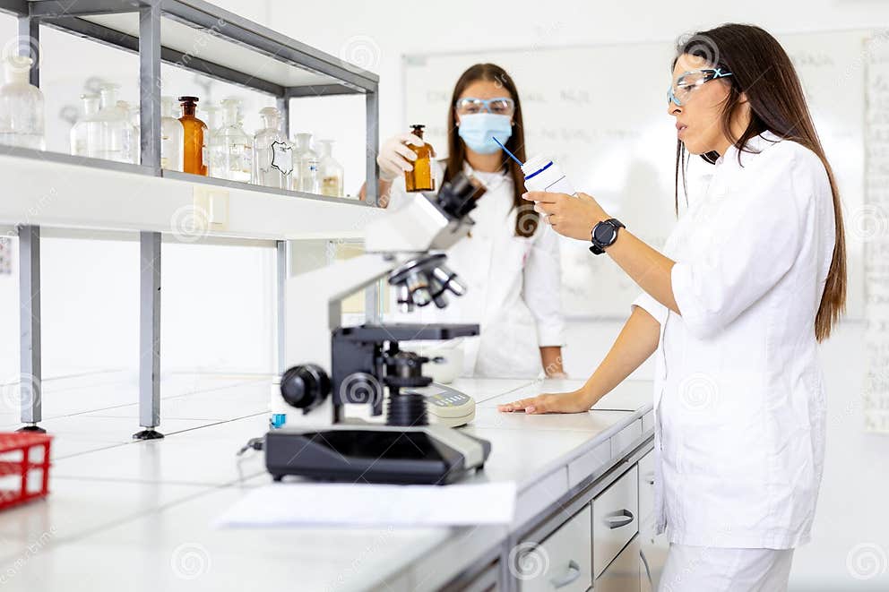 Scientists Working in a Modern Laboratory Setting Stock Image - Image ...