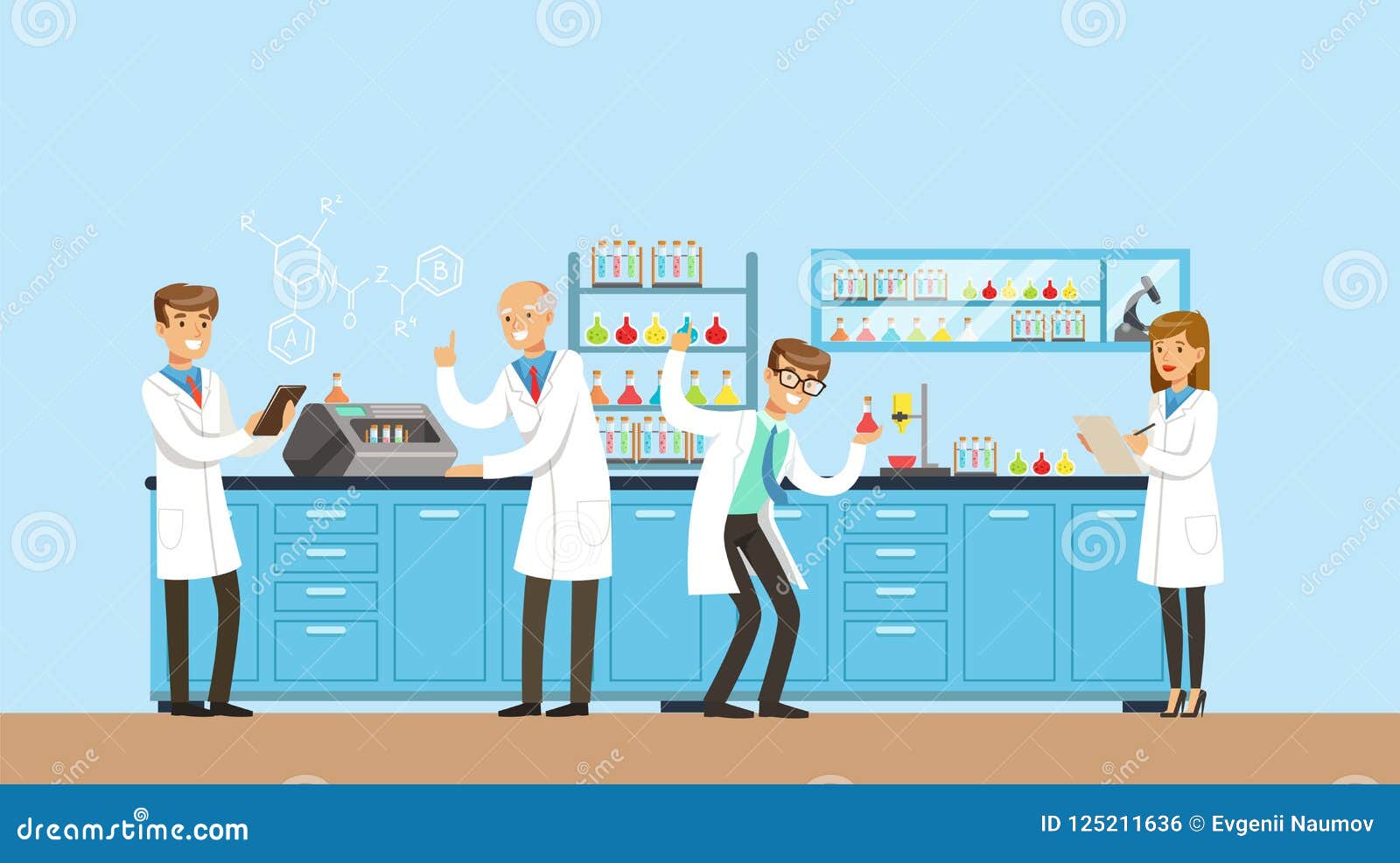 Scientists Working Research in Chemical Lab, Interior of Science ...