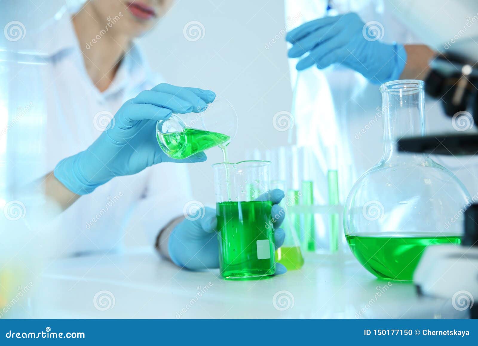 Scientists Working with Sample in Modern Chemistry Laboratory Stock ...