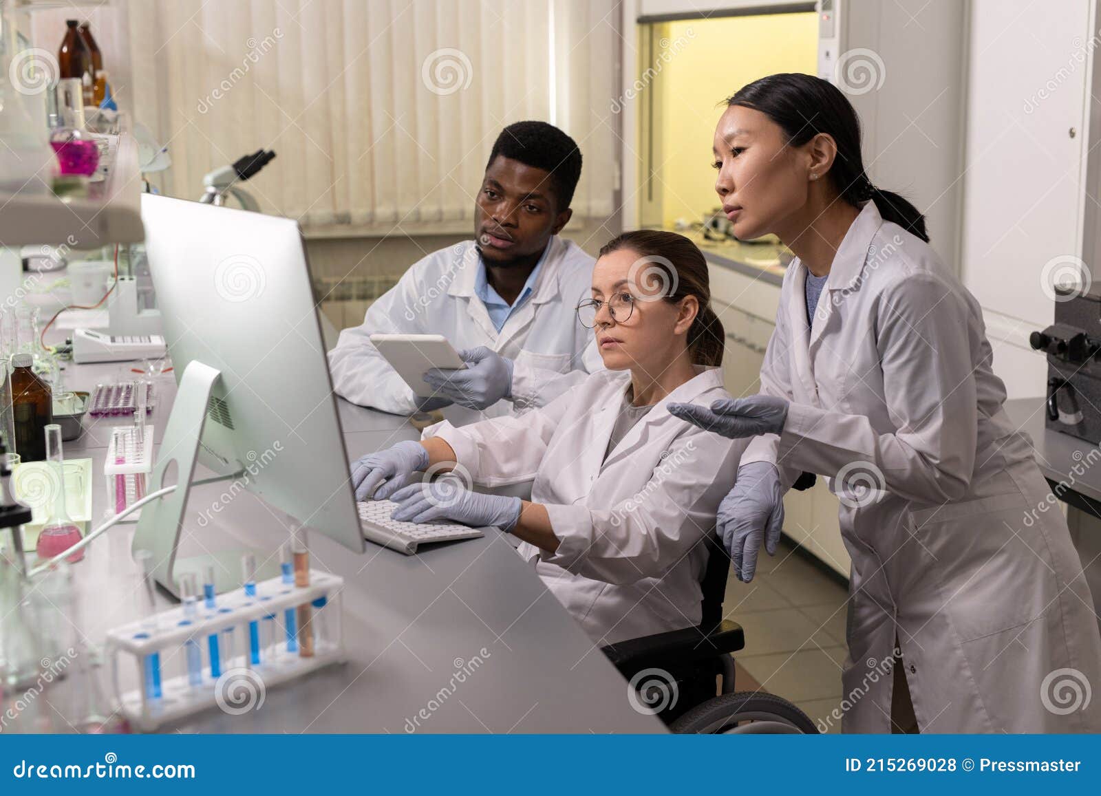 Scientists Working in Team on Computer Stock Photo - Image of ...