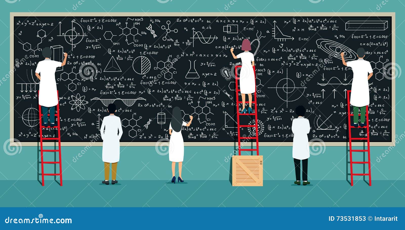 Scientists writing board stock vector. Illustration of lecture - 73531853