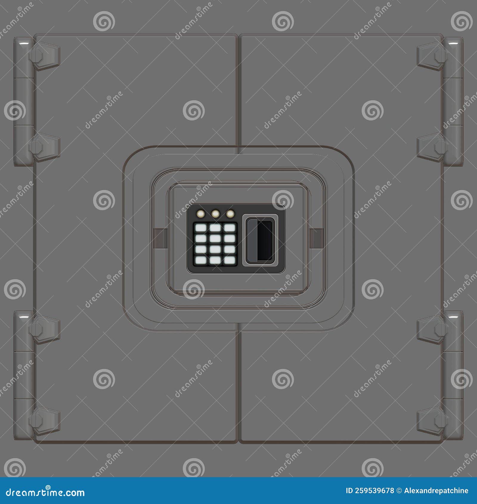Sci Fi Door with Keypad in the Middle of Door, Seamless Texture. Square ...