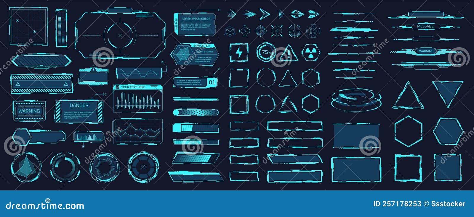 Scifi Elements. Hud Screen Futuristic Science Element, Mega Tech ...