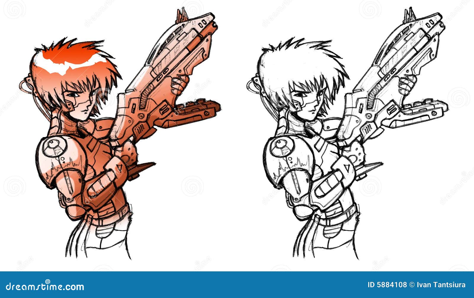 Scifi female character stock illustration. Illustration of serious ...