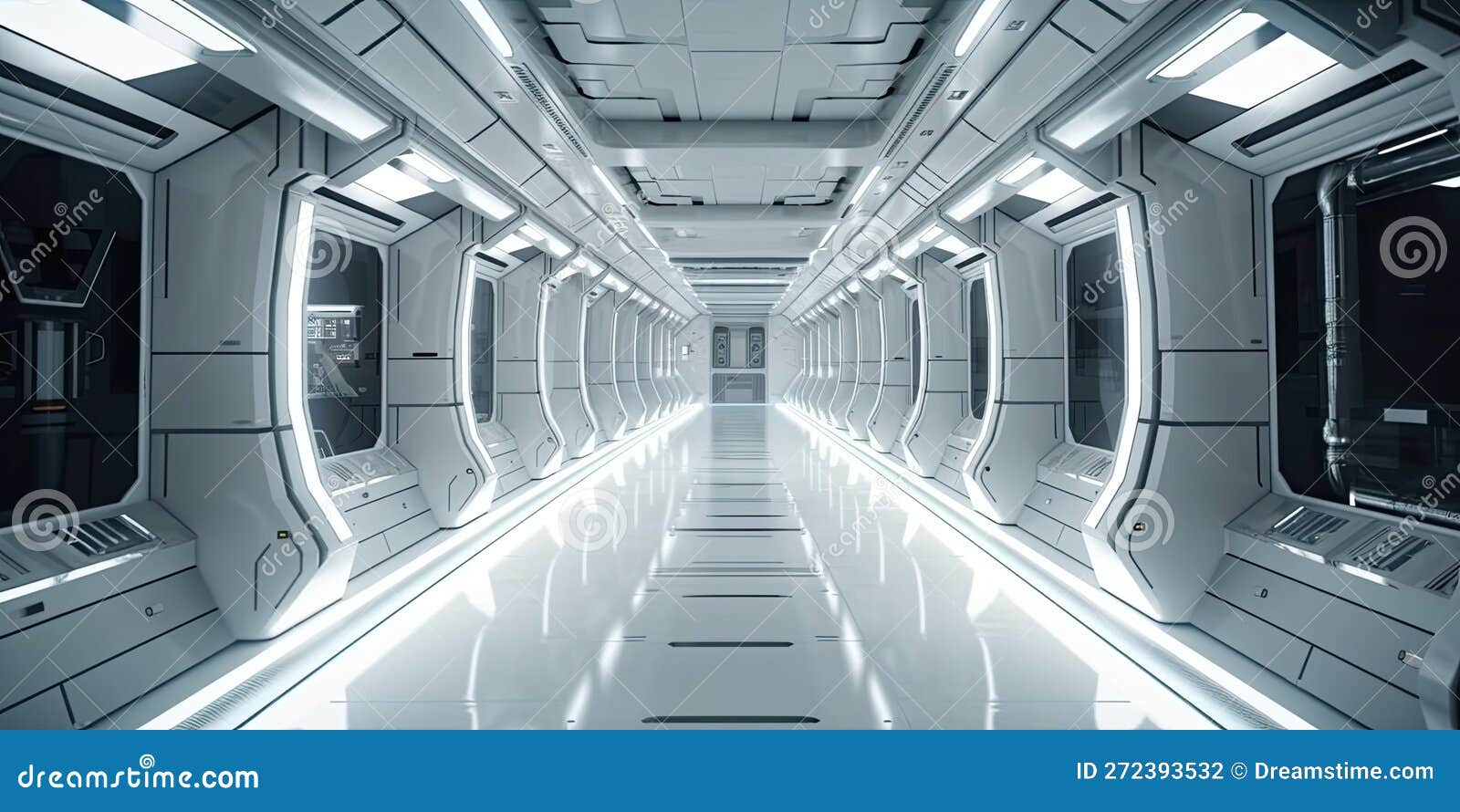 Scifi futuristic corridor stock illustration. Illustration of hallway ...