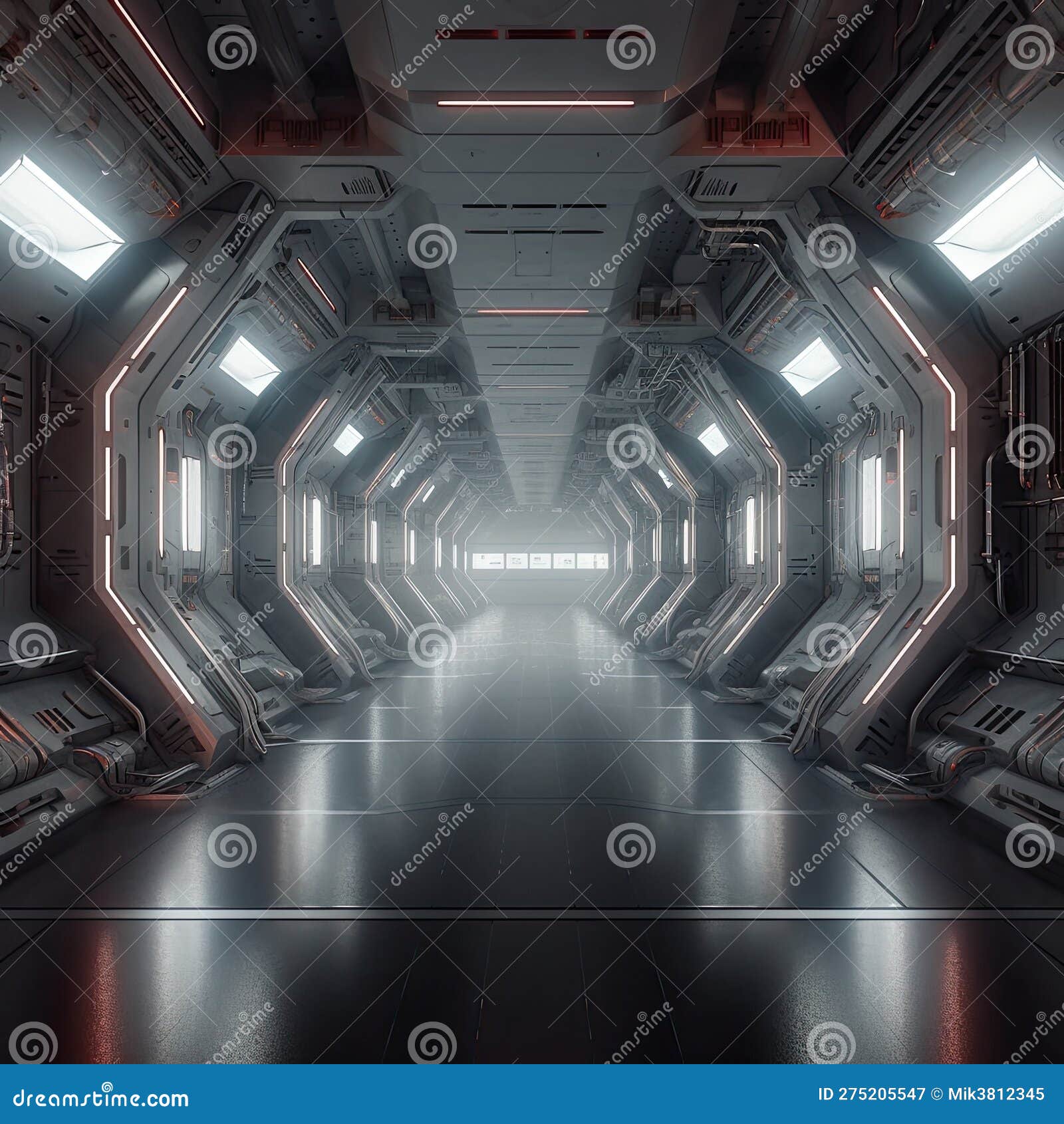Scifi futuristic corridor. stock illustration. Illustration of modern ...