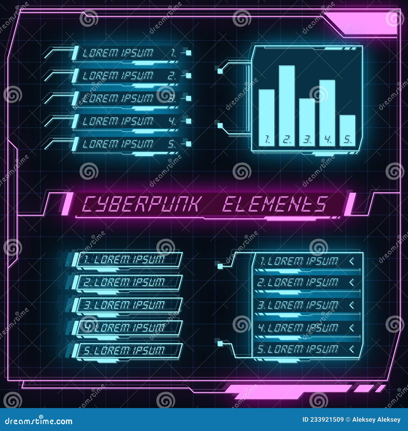 Scifi Futuristic Panel Collection of HUD Elements GUI VR UI Design ...