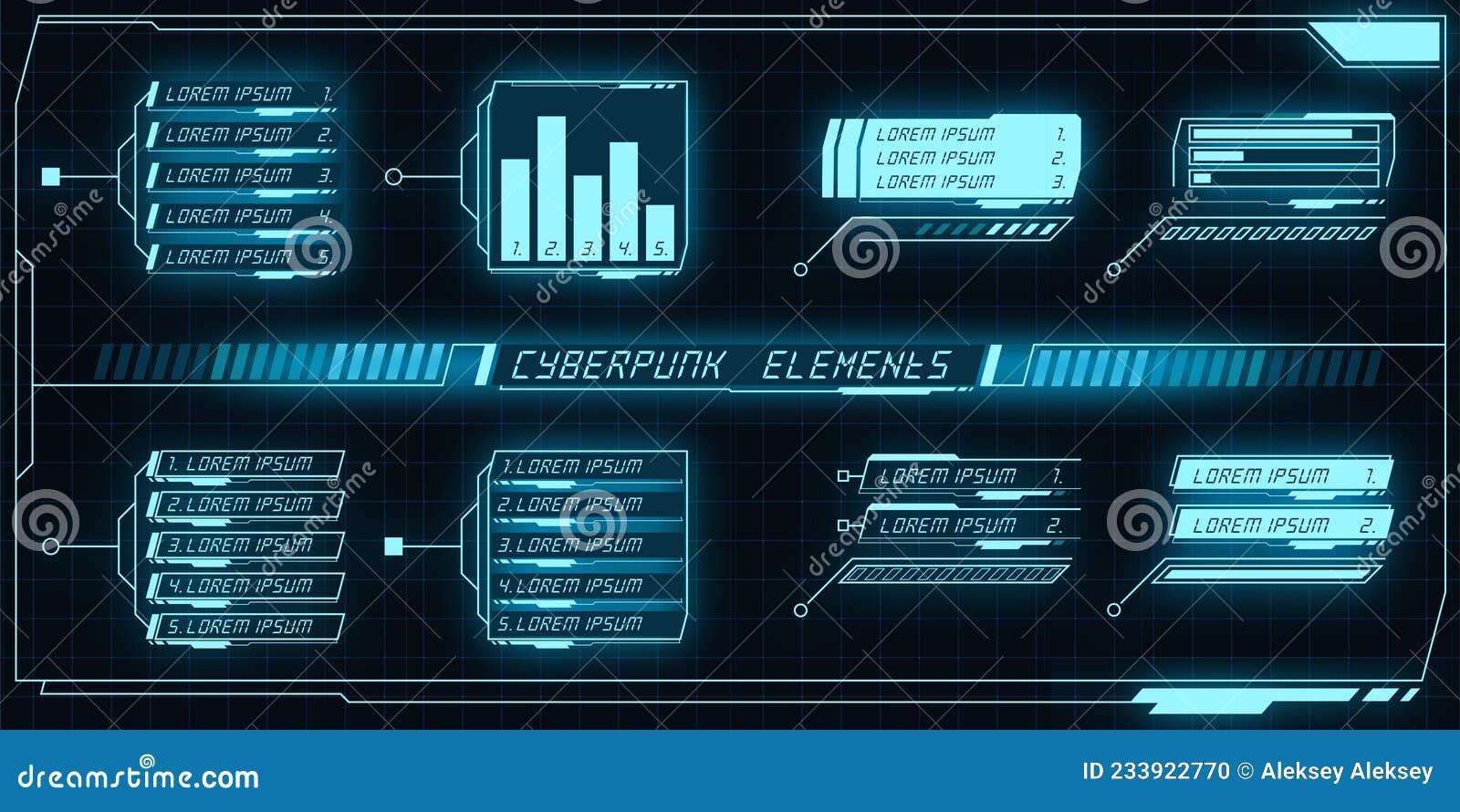 Scifi Futuristic Panel Collection of HUD Elements GUI VR UI Design ...