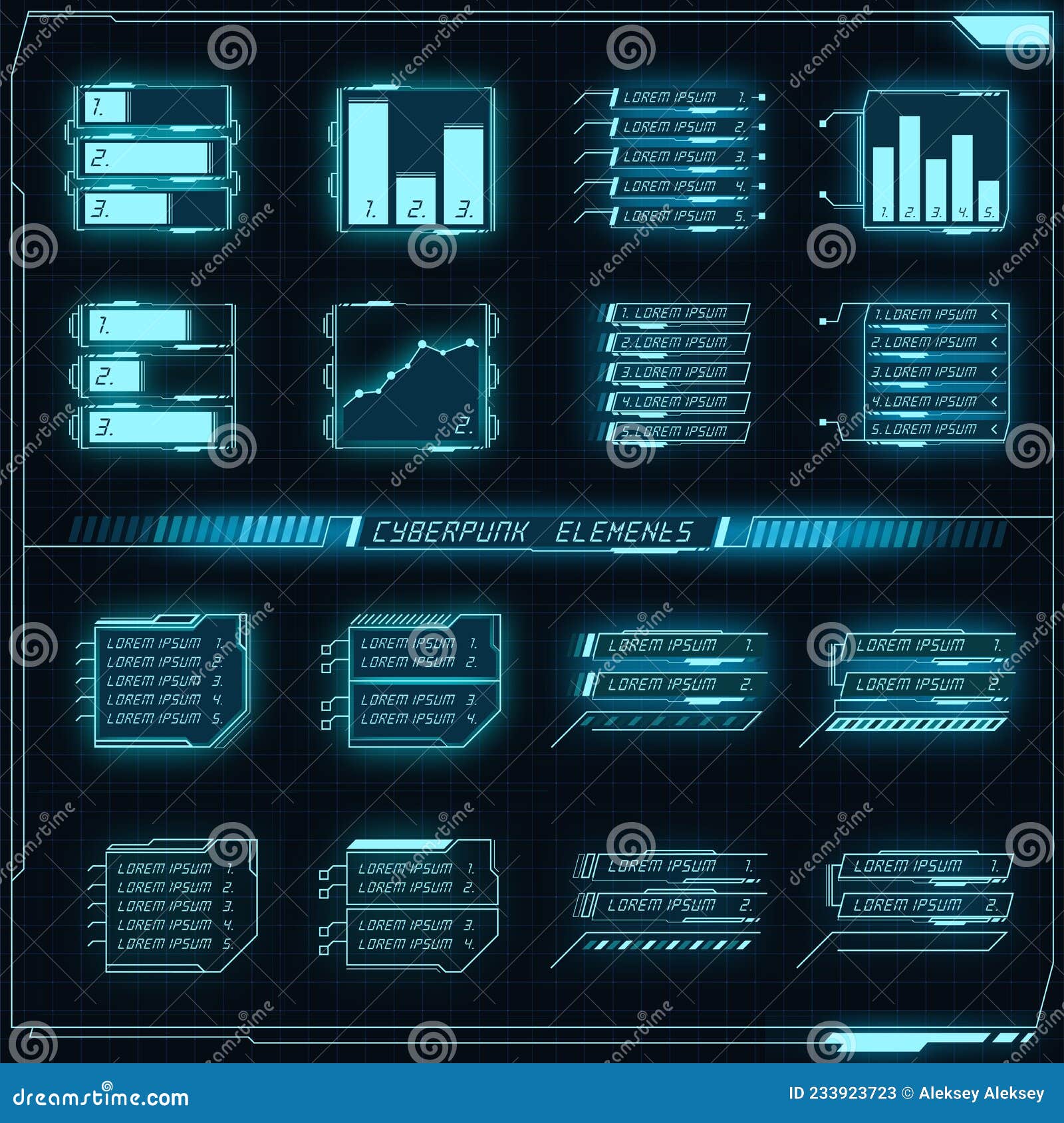 Scifi Futuristic Panel Collection of HUD Elements GUI VR UI Design ...