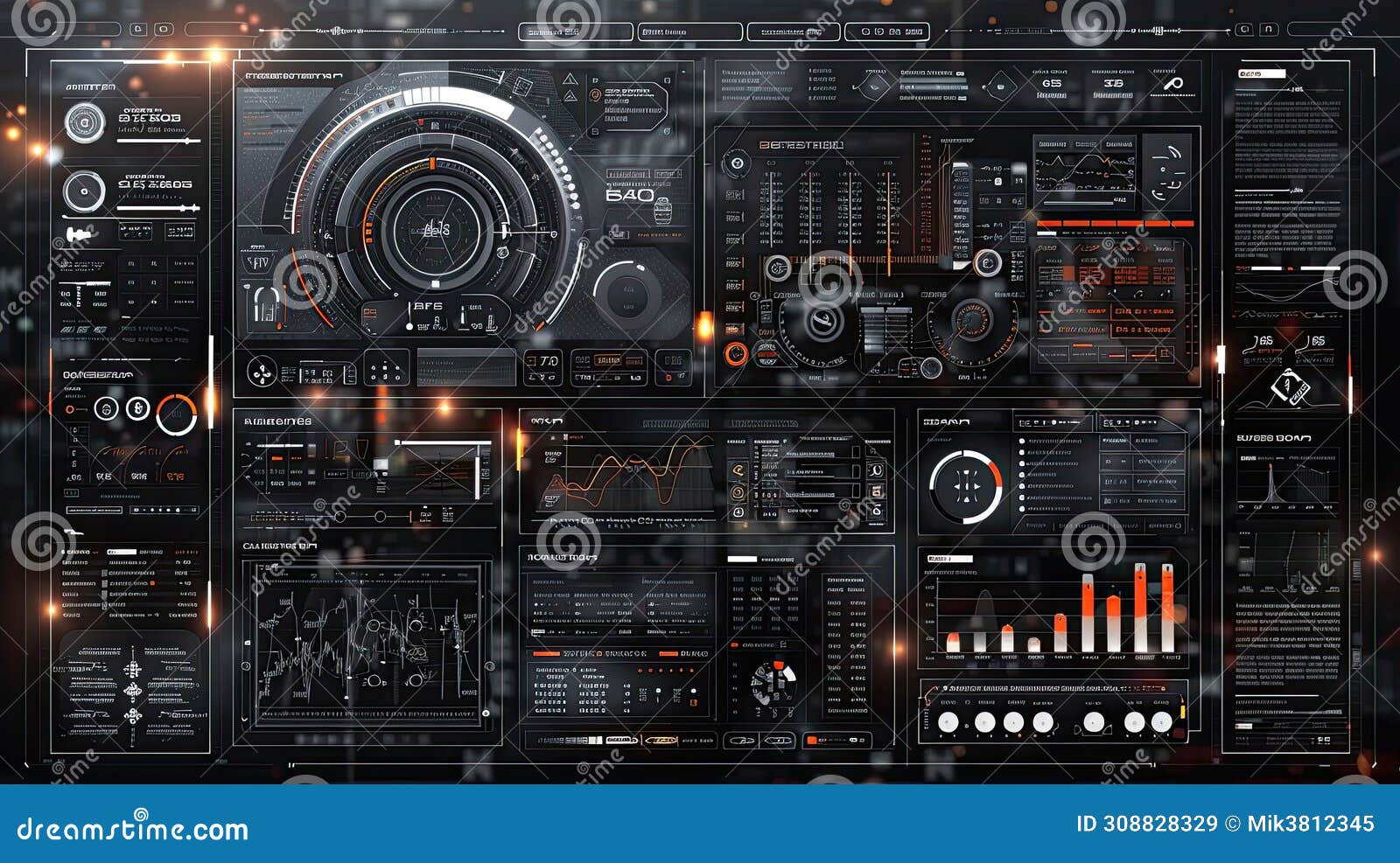 Scifi Interface and Futuristic Hud. Stock Illustration - Illustration ...