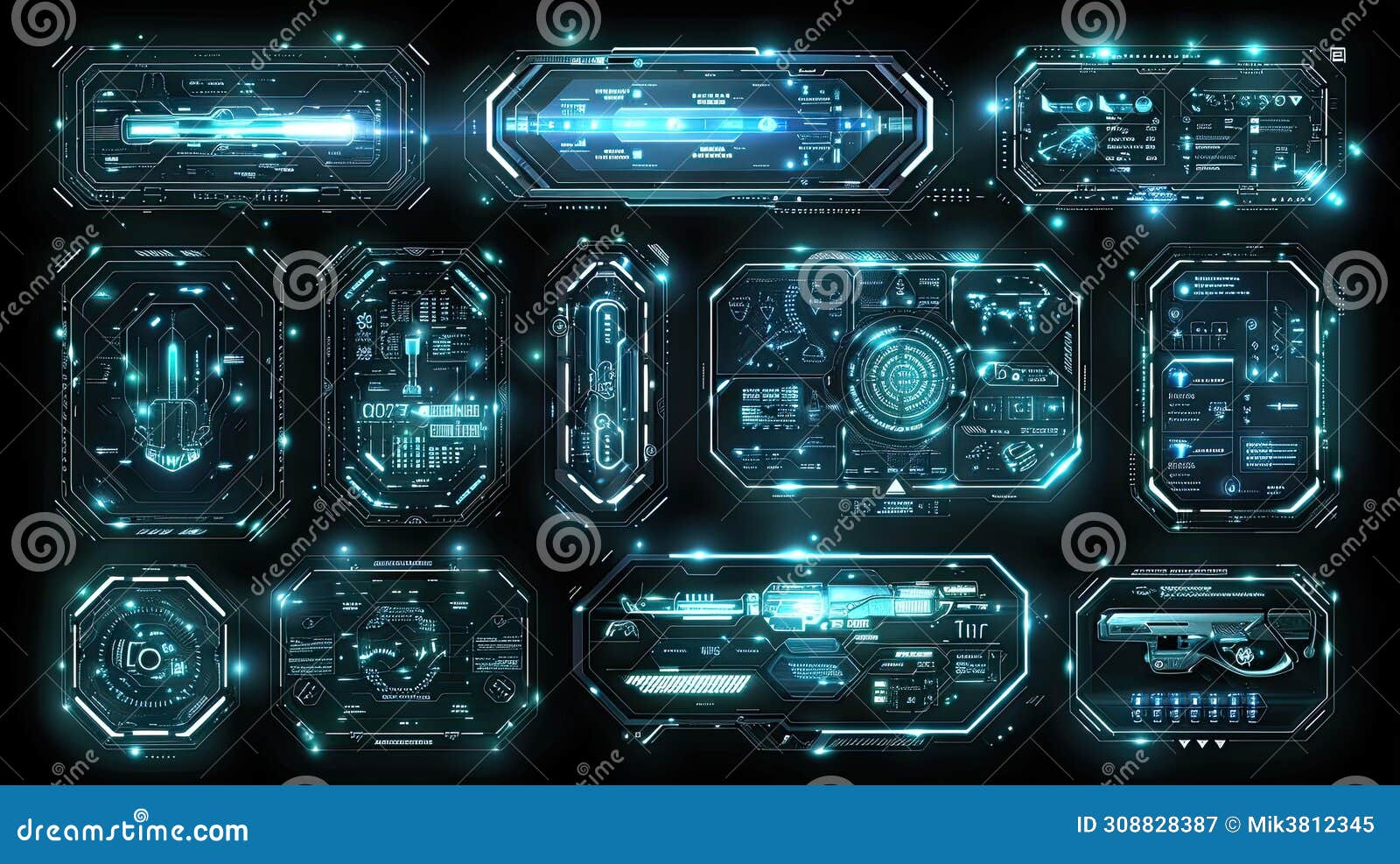 Scifi Interface and Futuristic Hud. Stock Illustration - Illustration ...