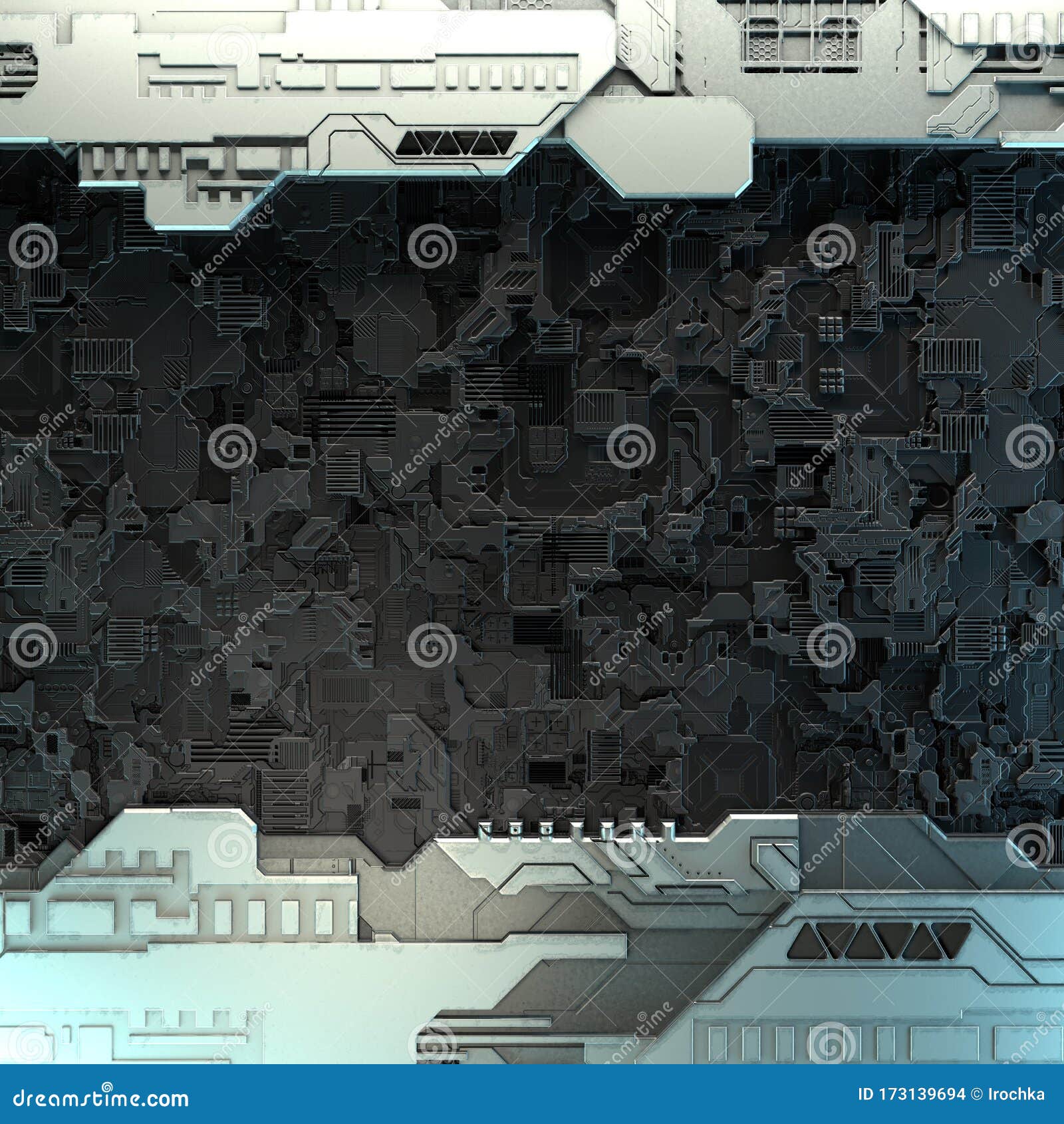 SciFi Panels. Futuristic Texture. Spaceship Hull Geometric Pattern. 3d ...