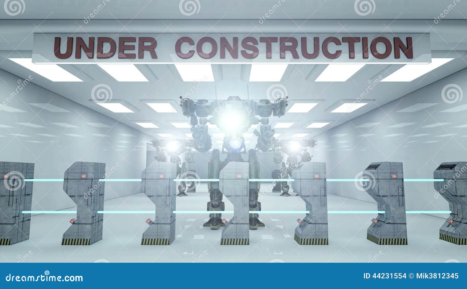 SCIFI Under Construction and Robot Stock Illustration - Illustration of ...