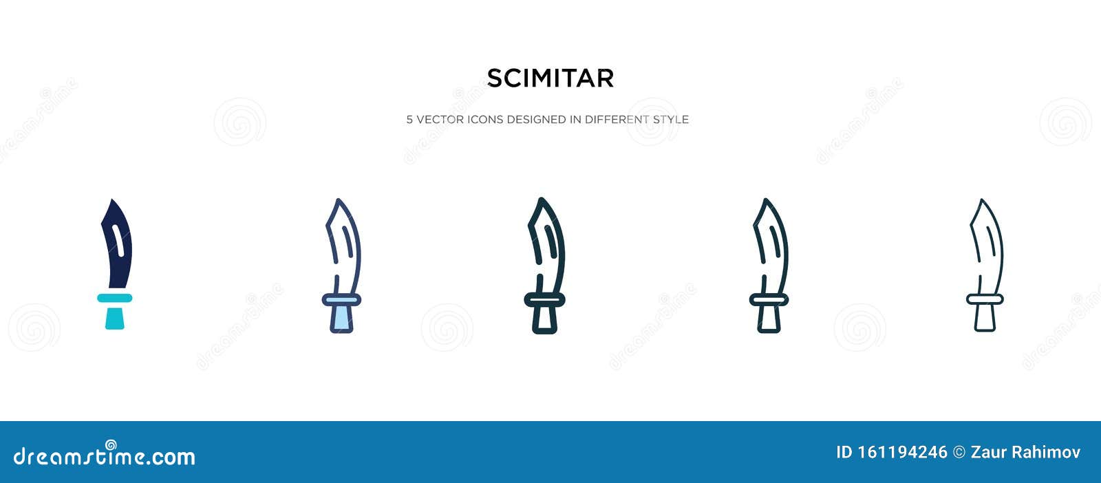 Scimitar Icon in Different Style Vector Illustration. Two Colored and ...