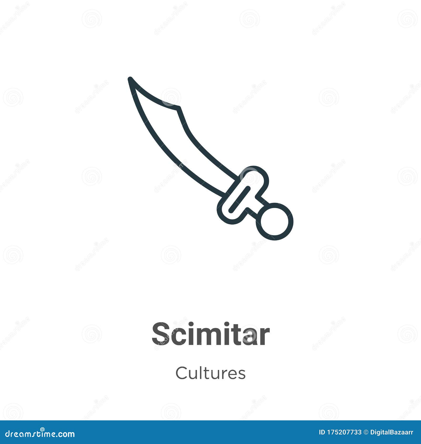 Outline Scimitar Vector Icon. Isolated Black Simple Line Element ...