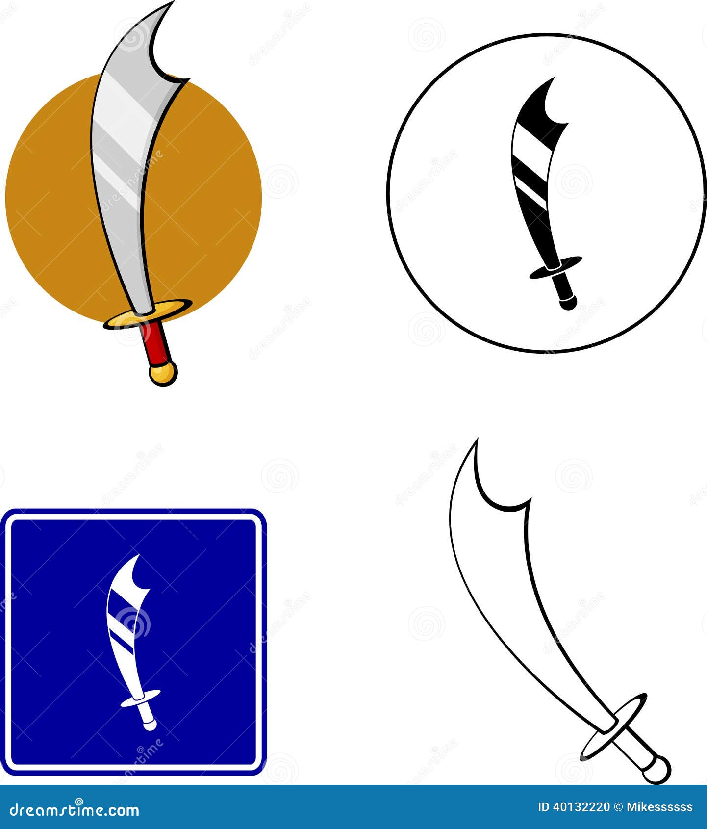 Scimitar sword mixed set stock illustration. Illustration of blade ...