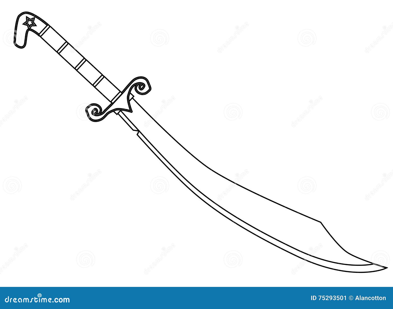 Scimitar Sword Outline stock vector. Illustration of scimitar - 75293501