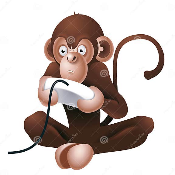 Scimmia Che Gioca Gioco Di Computer Illustrazione di Stock ...