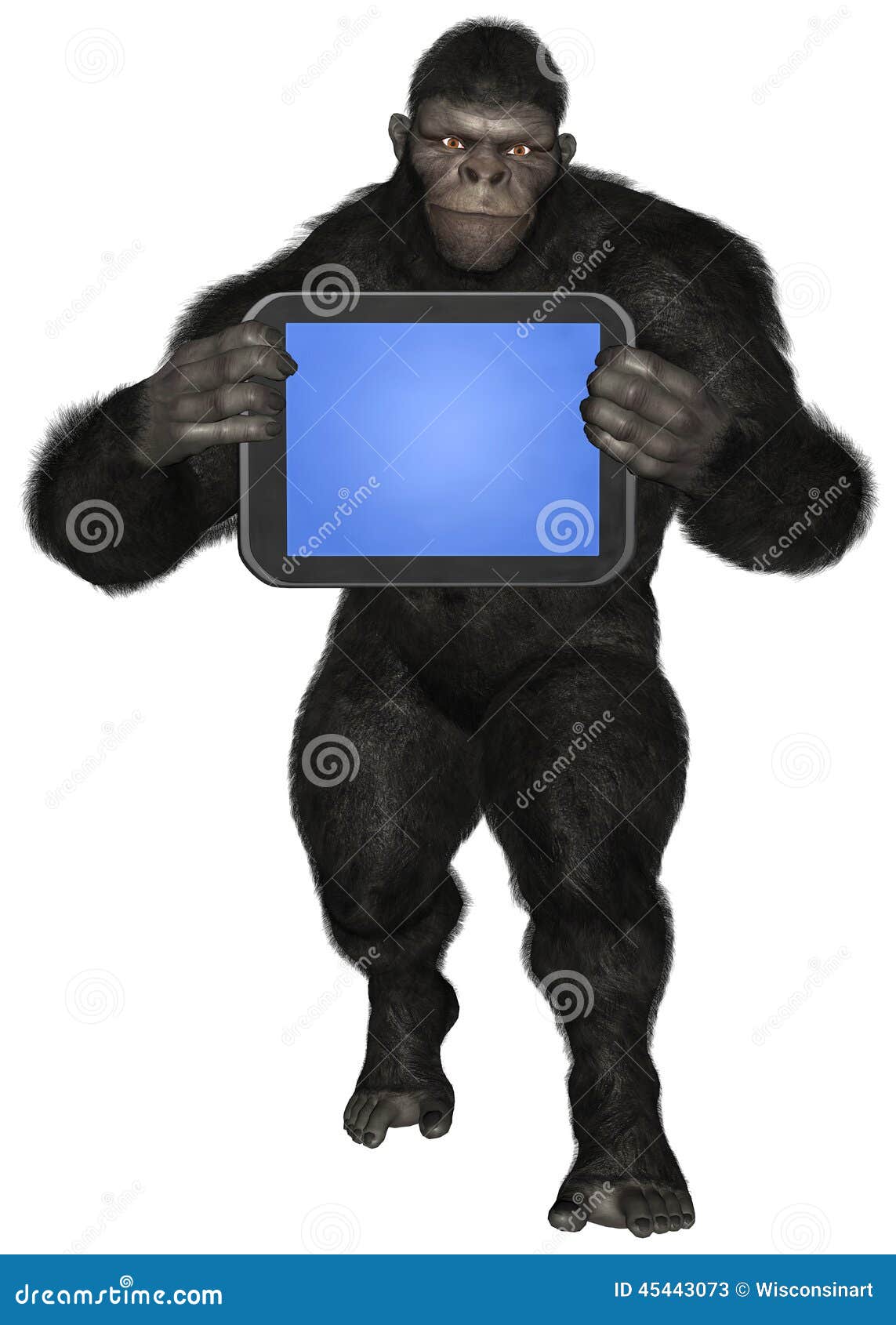 Scimmia Gorilla Computer Tablet Isolated Illustrazione di Stock ...