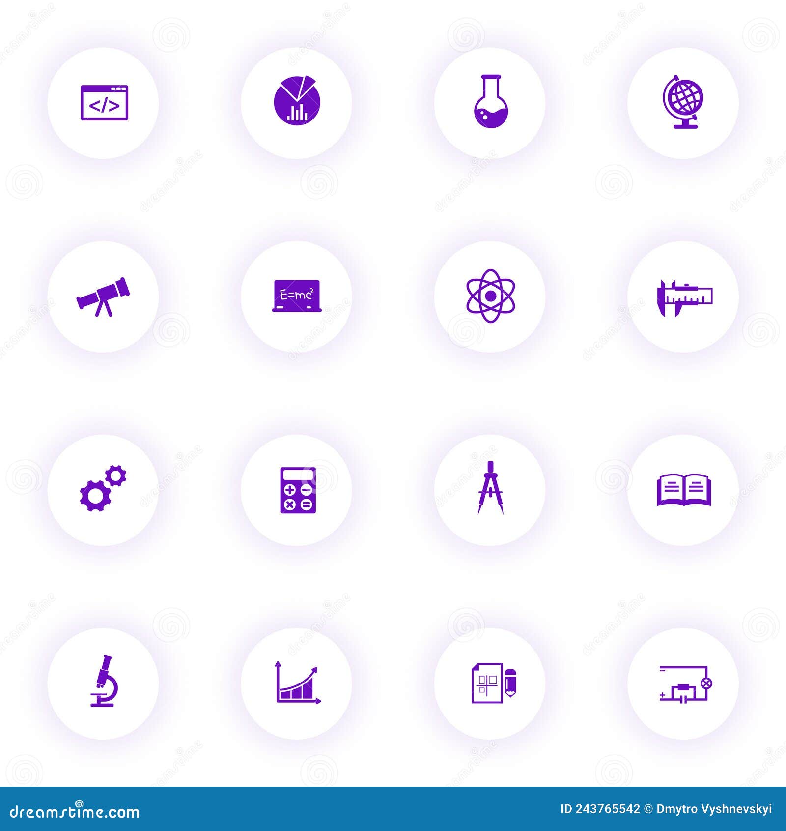 Scince Purple Color Vector Icons Stock Vector - Illustration of round ...