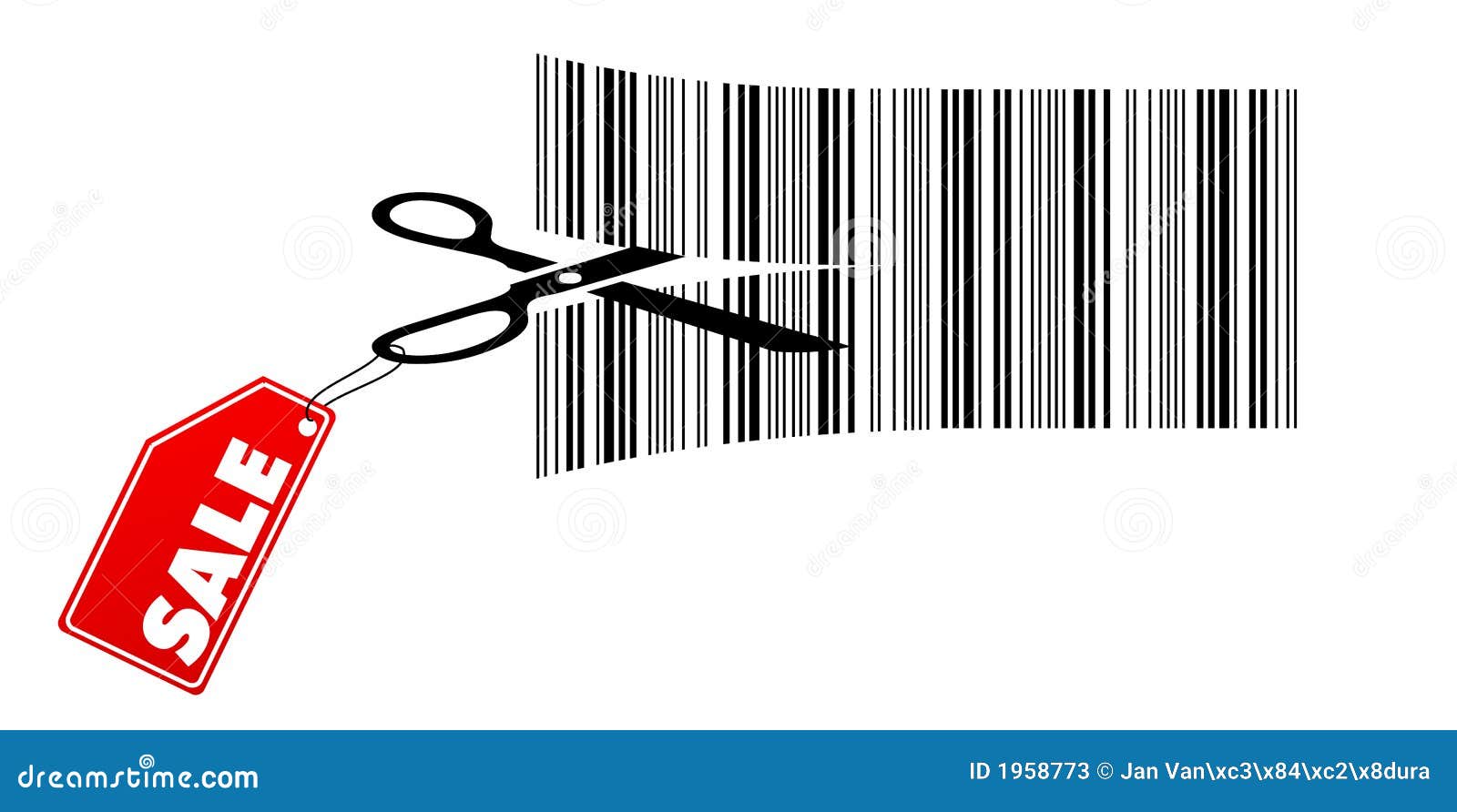 Scisors Cuts the Barcode - Sale Stock Illustration - Illustration of ...