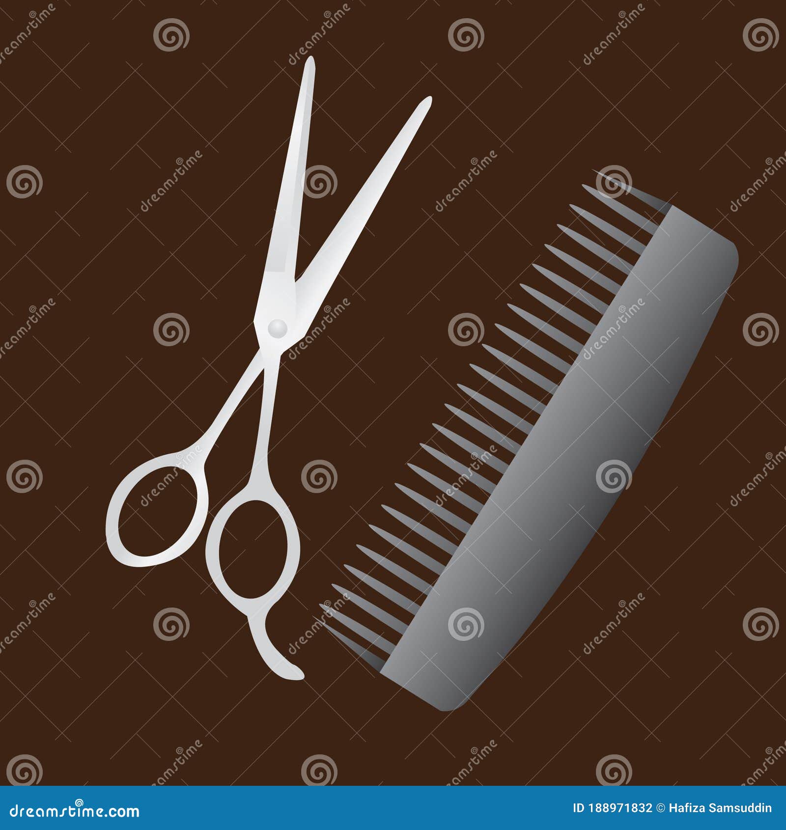 Scissor and Comb. Vector Illustration Decorative Design Stock Vector ...