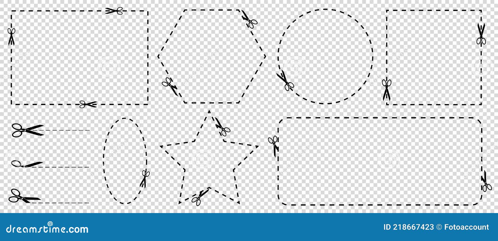 Scissor Coupon Border Set - Vector Illustrations Isolated on ...