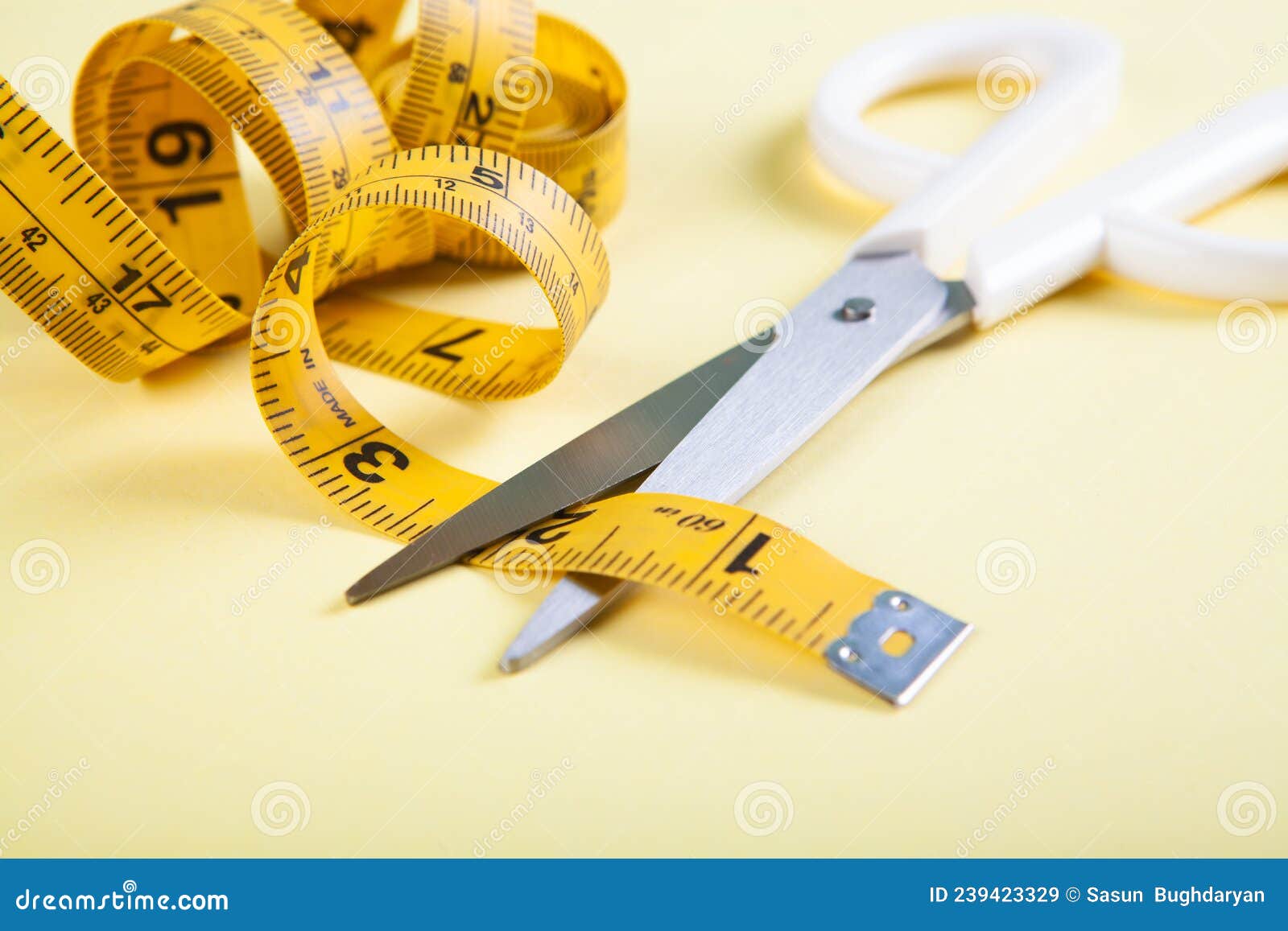 Scissor Cuts Measuring Tape Stock Image - Image of metal, style: 239423329