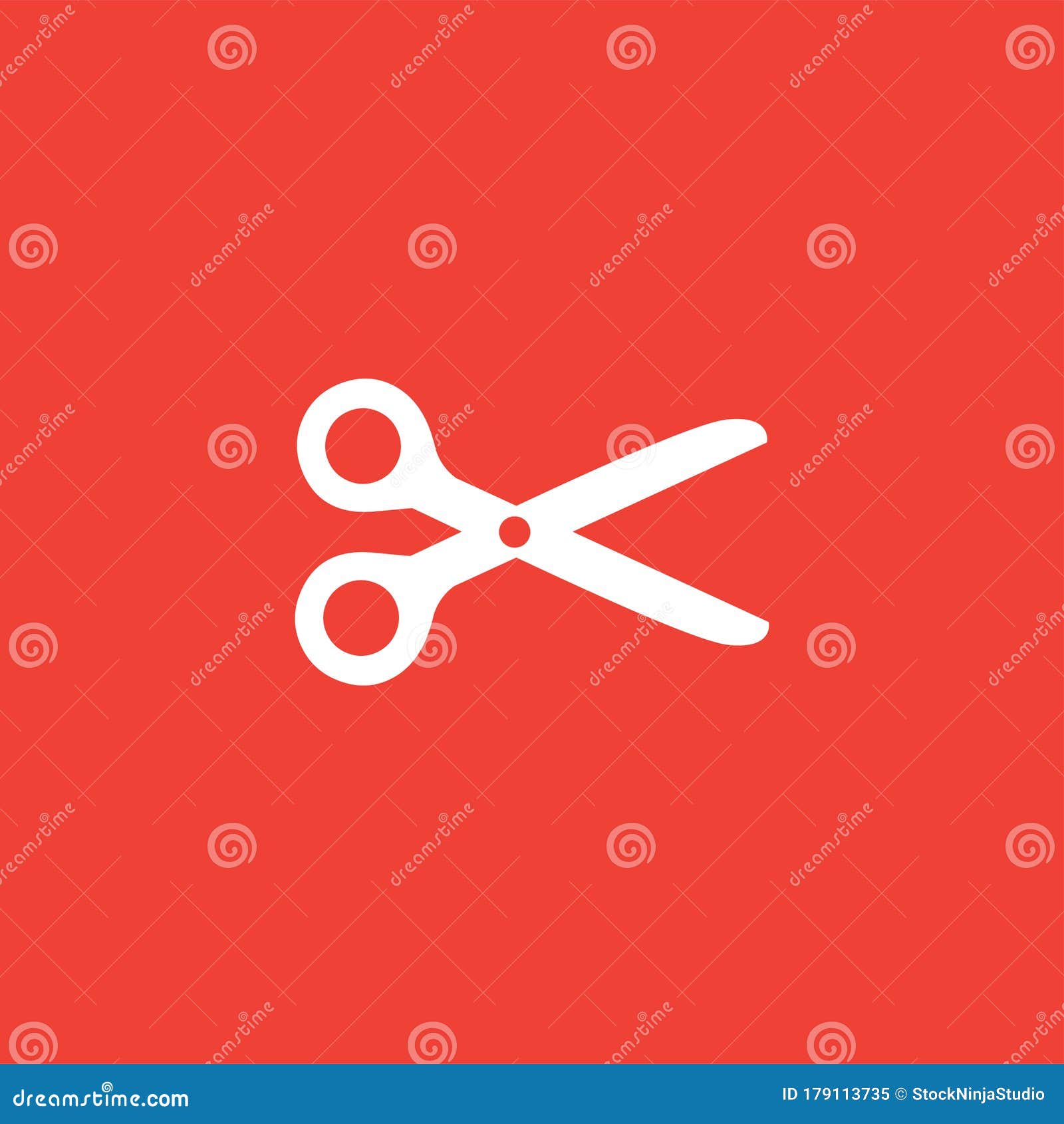 Scissor Icon on Red Background. Red Flat Style Vector Illustration ...