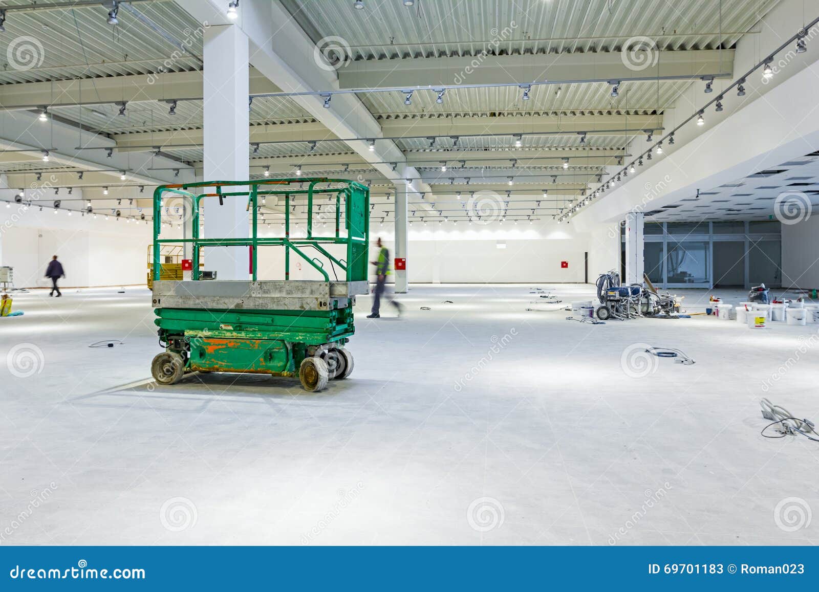 Scissor Lift Platform on a Construction Site. Stock Image - Image of ...