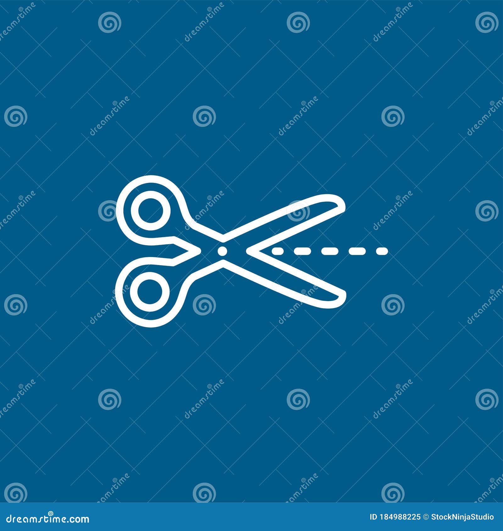 Scissor Line Icon on Blue Background. Blue Flat Style Vector ...