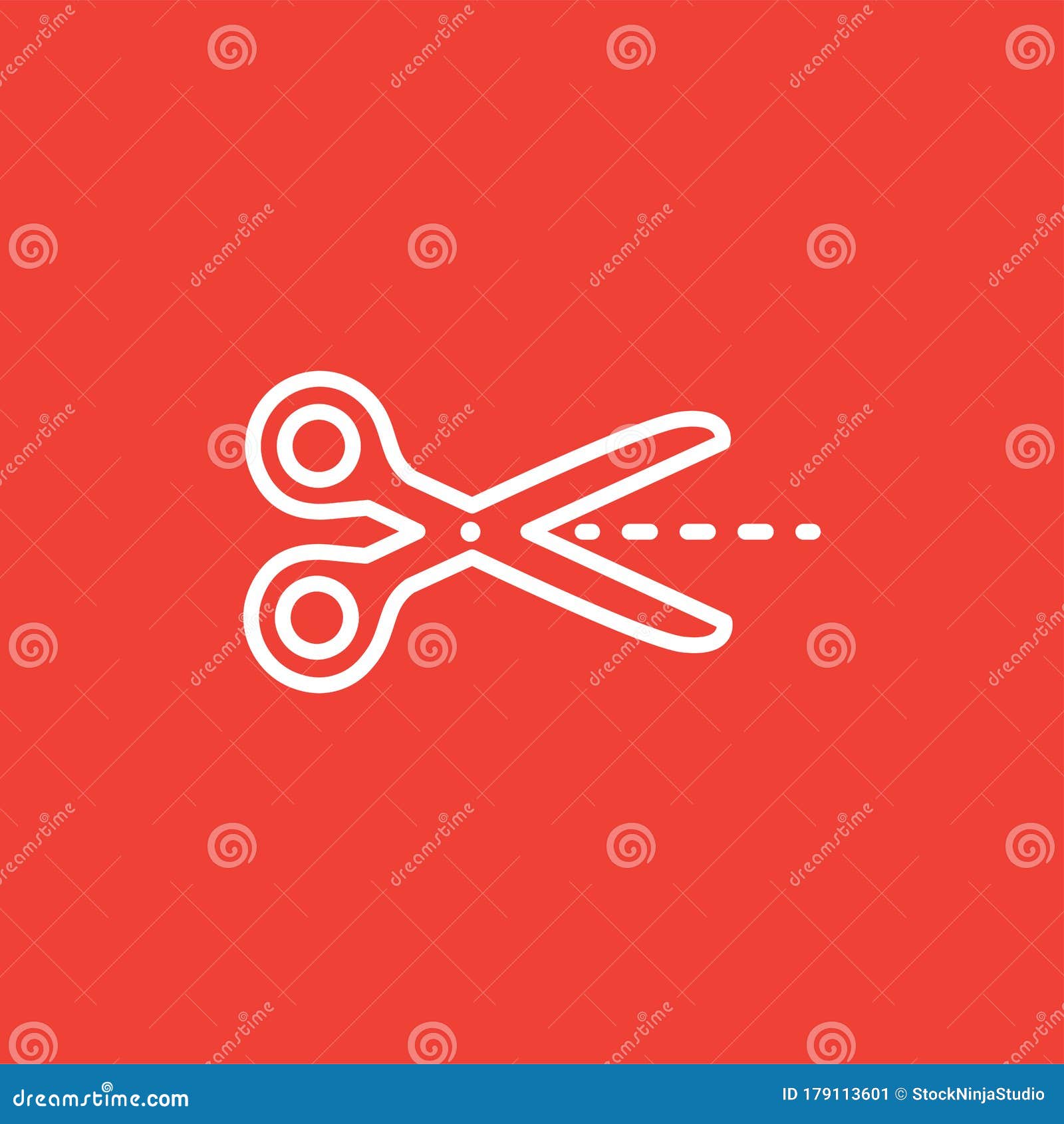 Scissor Line Icon on Red Background. Red Flat Style Vector Illustration ...