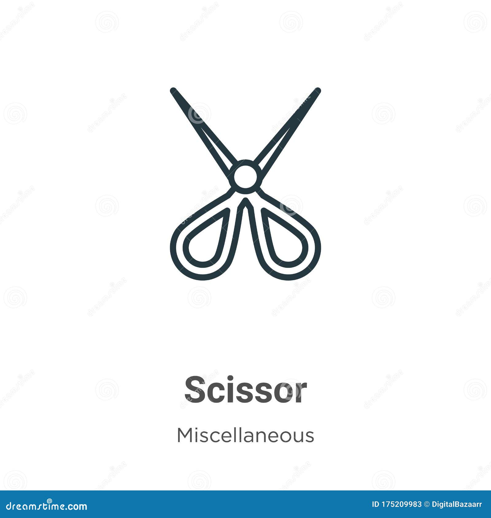 Scissor Outline Vector Icon. Thin Line Black Scissor Icon, Flat Vector ...