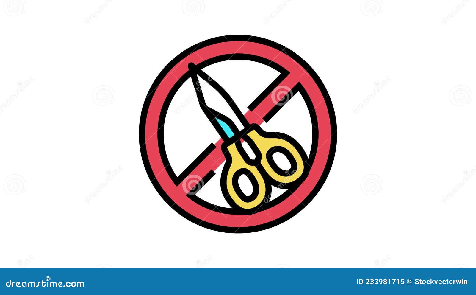 Scissor Use Prohibition Sign Color Icon Animation Stock Video Video