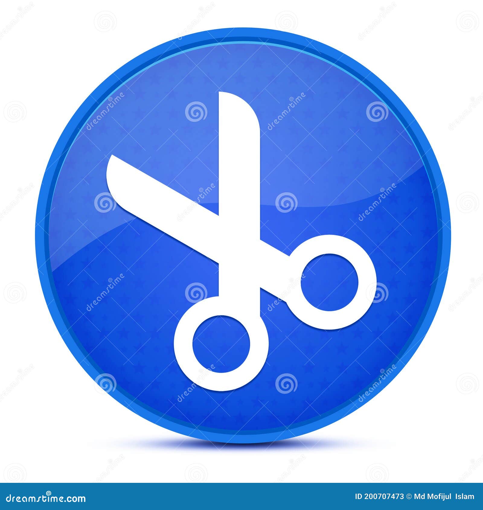 Scissors Aesthetic Glossy Blue Round Button Abstract Stock Illustration ...
