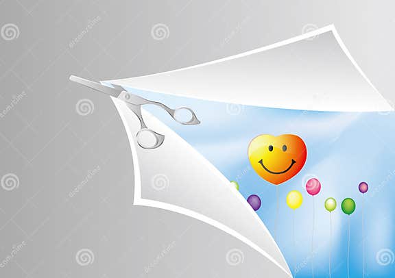 Scissors and balloon stock vector. Illustration of isolated - 9794492