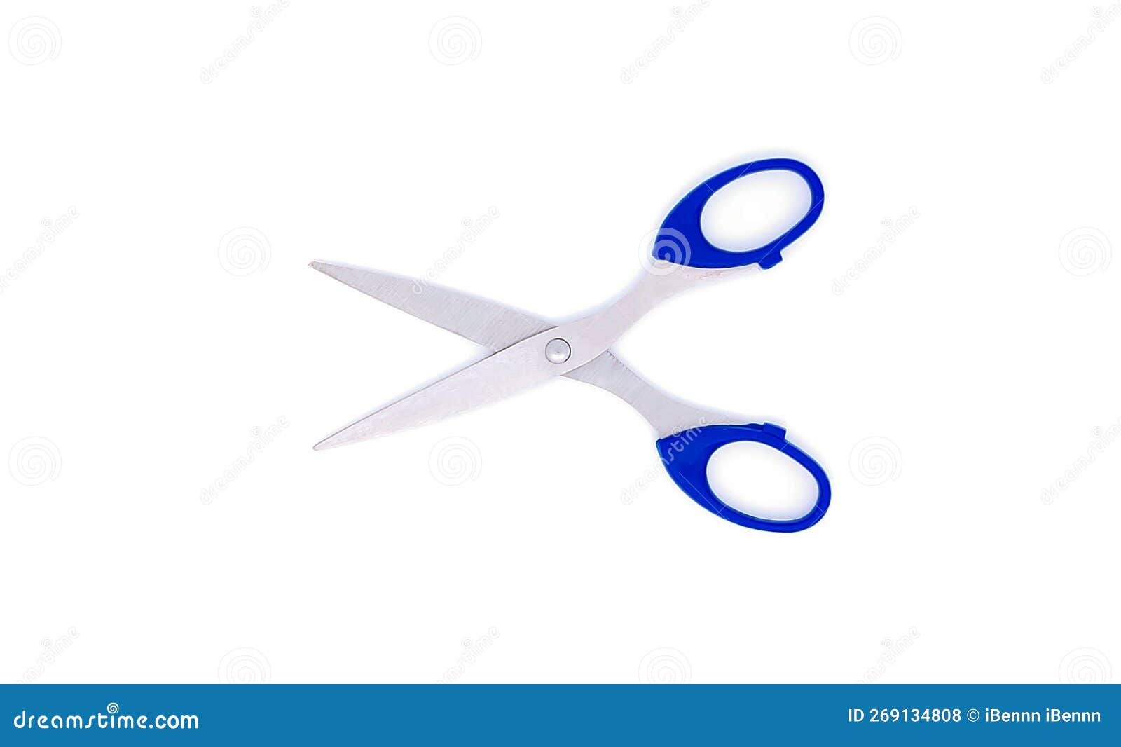 Scissors with Blue Handle Isolated on White Stock Photo - Image of ...