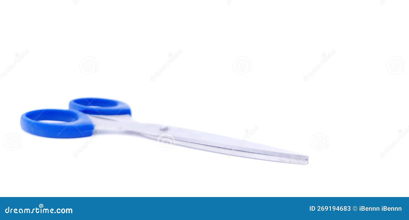Scissors with Blue Handle Isolated on White Stock Image - Image of ...