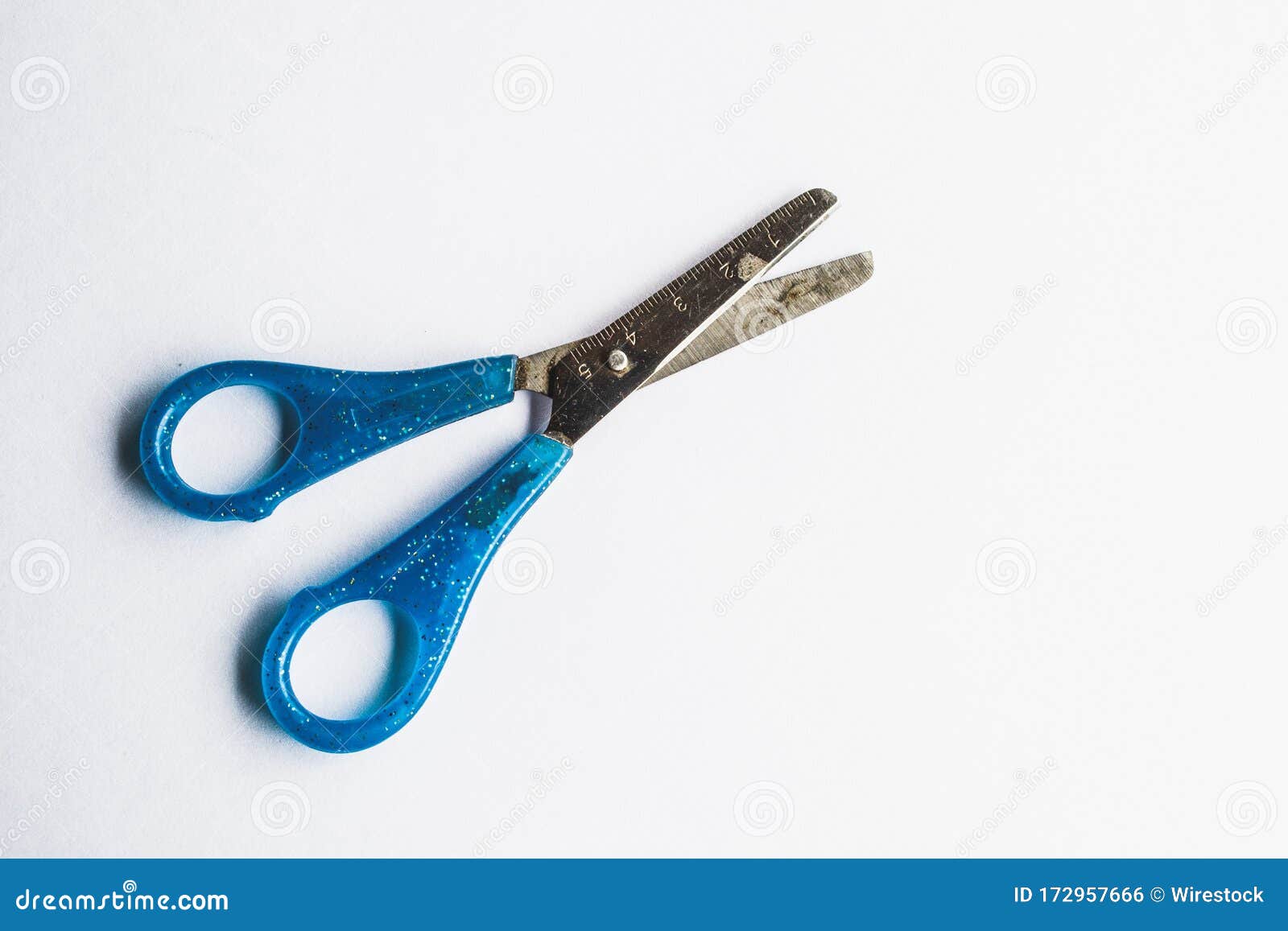 Scissors with the Blue Handle on a White Background Stock Photo - Image ...