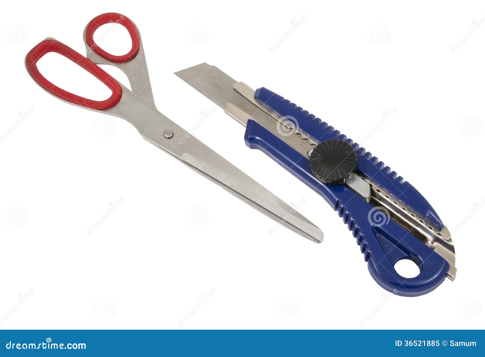 Scissors and box cutter stock image. Image of school - 36521885