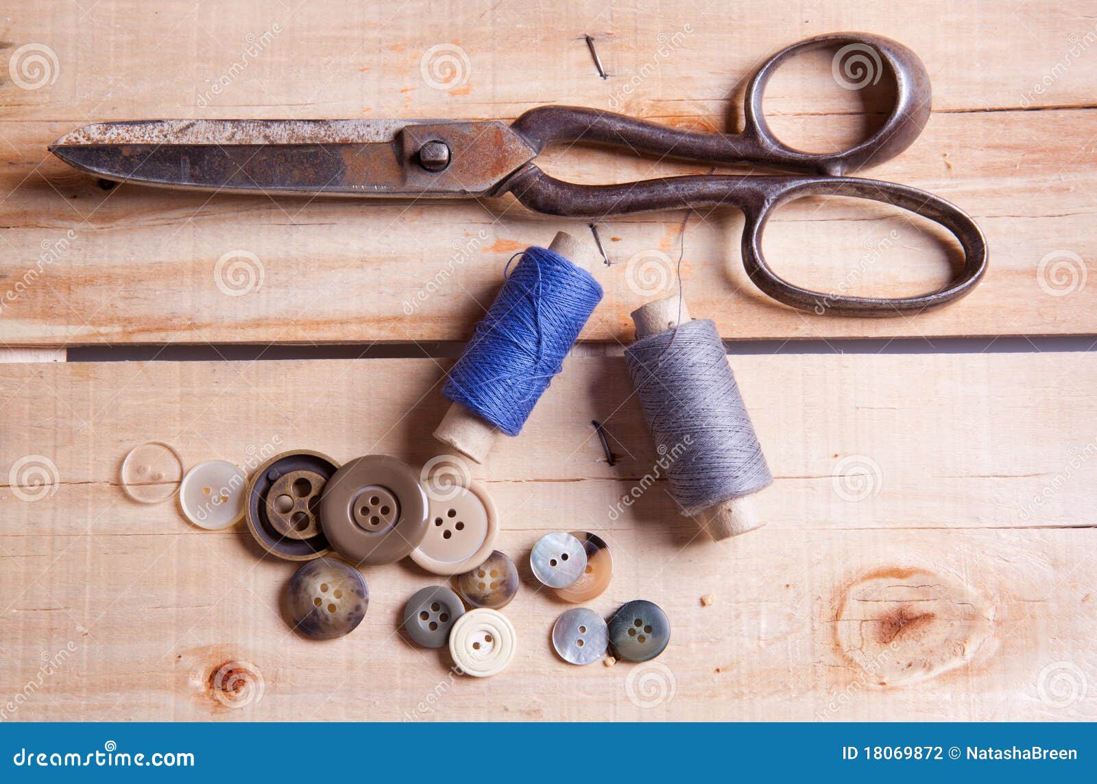 Scissors and buttons stock photo. Image of button, tailor - 18069872