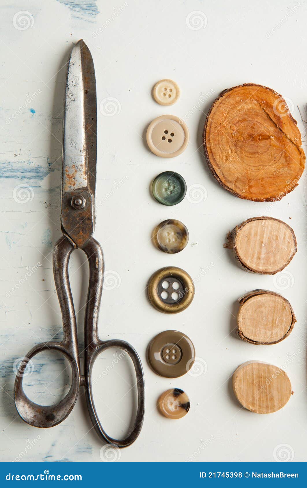 Scissors and buttons stock photo. Image of hobby, line - 21745398