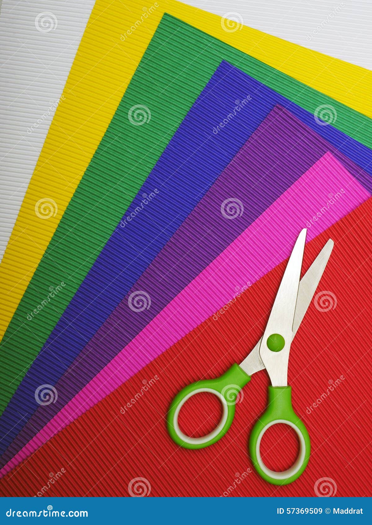 Scissors on Color Paper Background Stock Image - Image of objects ...